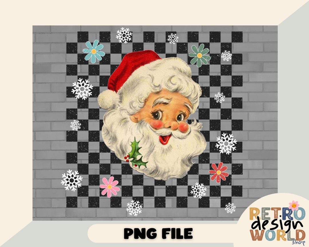 Checkered Santa Claus Png, Santa Png, Merry Christmas Png, Retro Christmas Png, Christmas Png ...