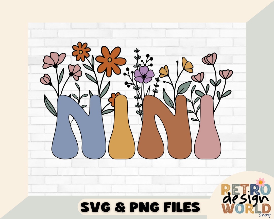 Retro Flowers Nini Png, Nini Png, Floral Nini Png Sublimation, Retro ...