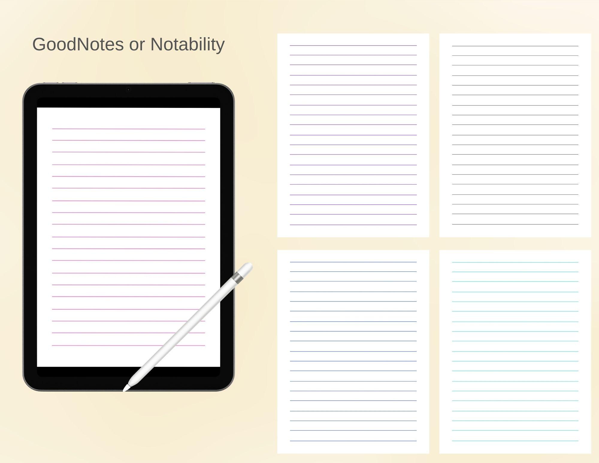 Printable Lined Writing Paper, Digital Lined Paper, Lined Notes, Lined ...