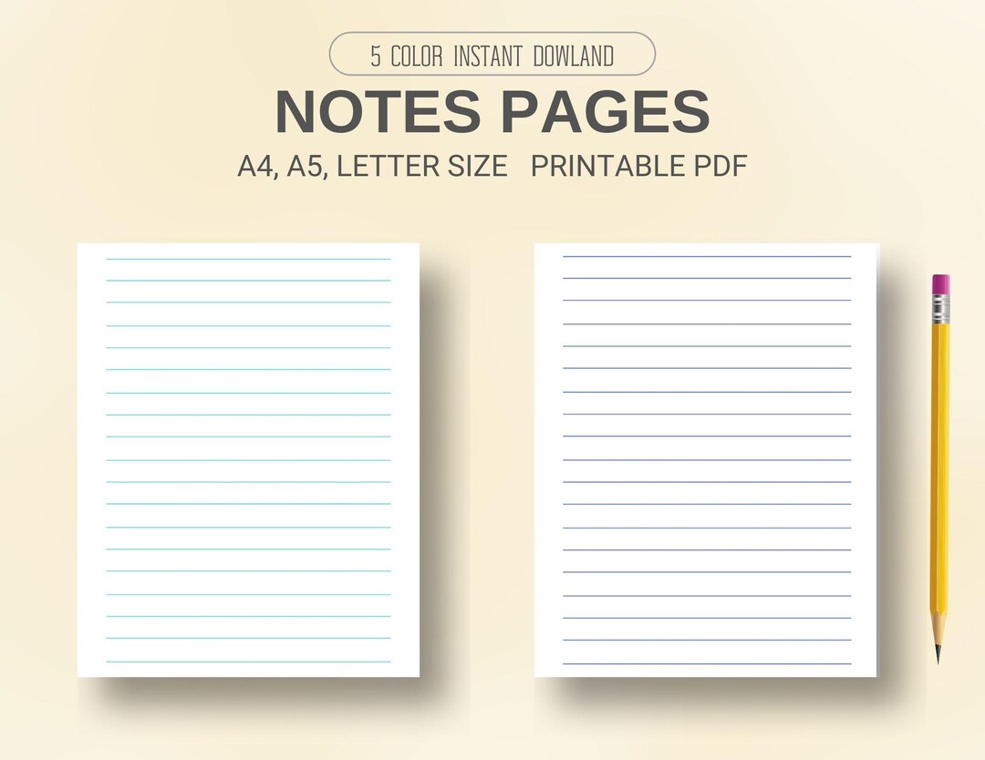 Printable Lined Writing Paper, Digital Lined Paper, Lined Notes, Lined ...