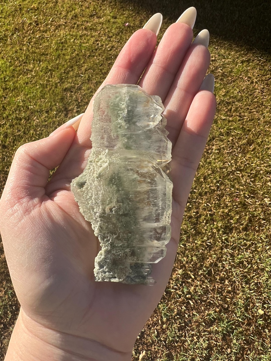 RARE Gem Quality Chlorite Included Faden Quartz Specimen With Rainbows ...