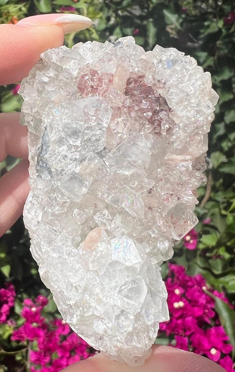 AAA Diamond Apophyllite Specimen With Red Heulandite, Peach Stilbite ...