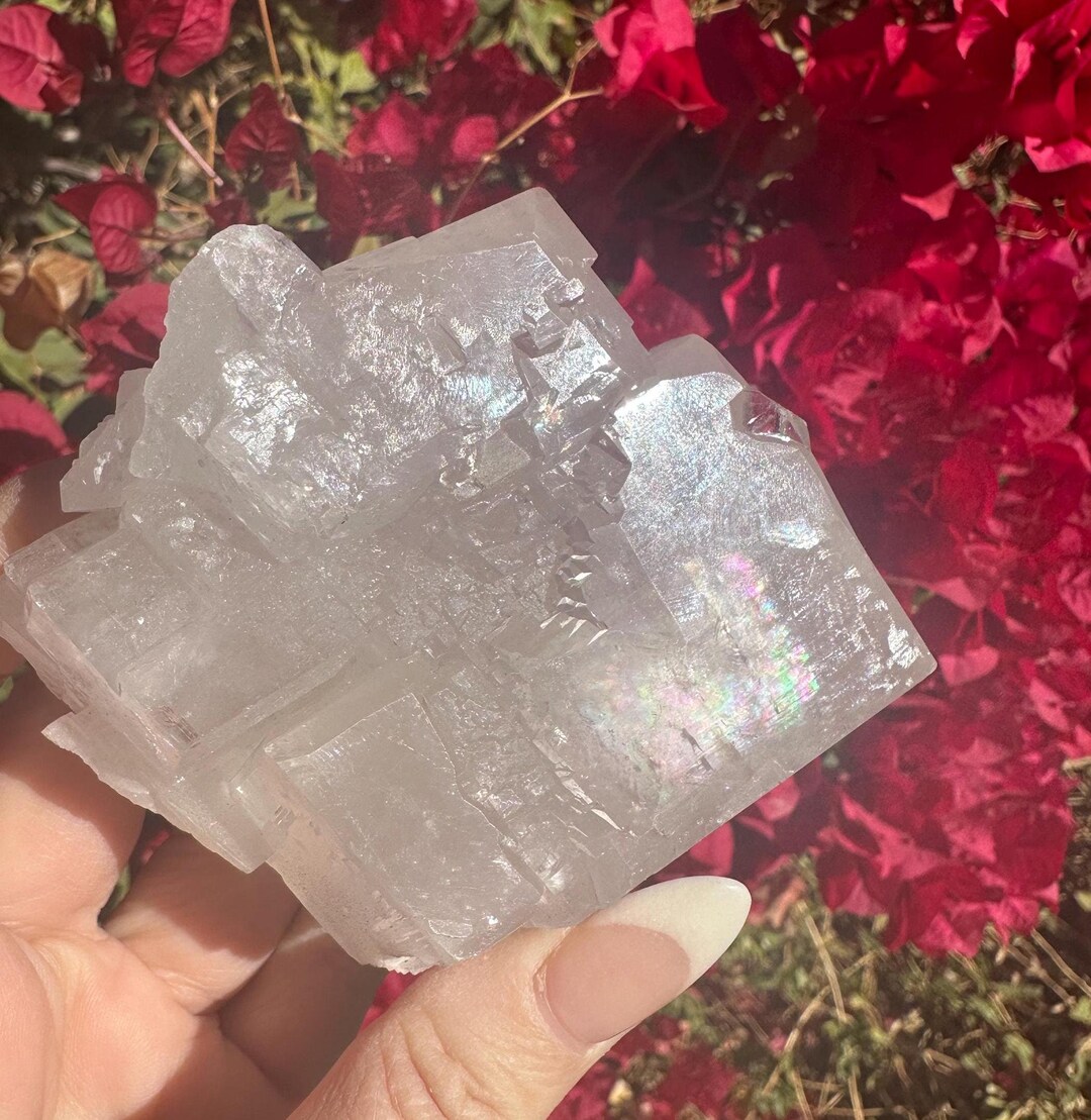 Balmat Pink Phantom Calcite: Stepped Formation With Rainbows - Etsy