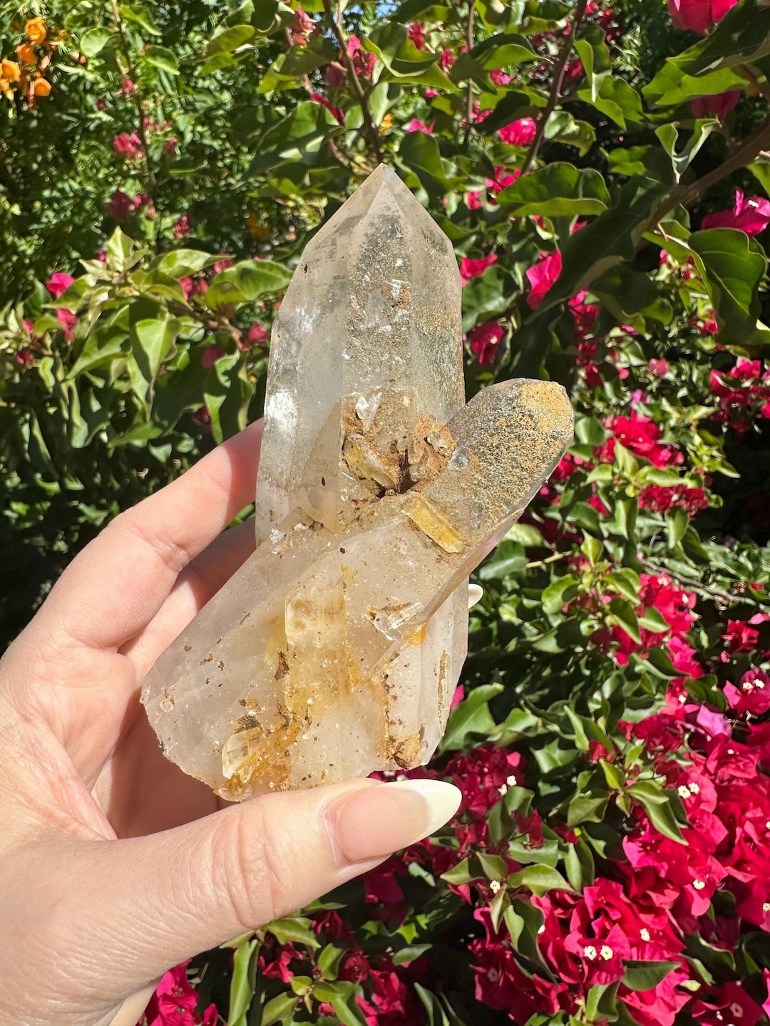 Chlorite Quartz Specimen: Golden Mica, Halloysite Phantoms, Cross ...