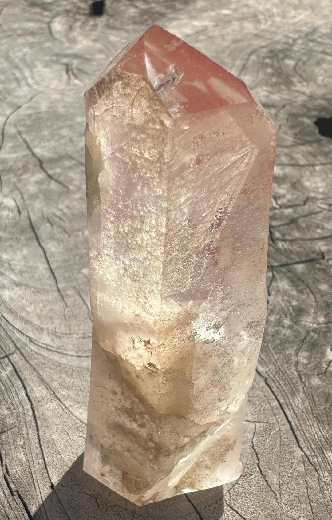 Large AAA Pink Phantom Lemurian Channeling Quartz With Golden Healer ...
