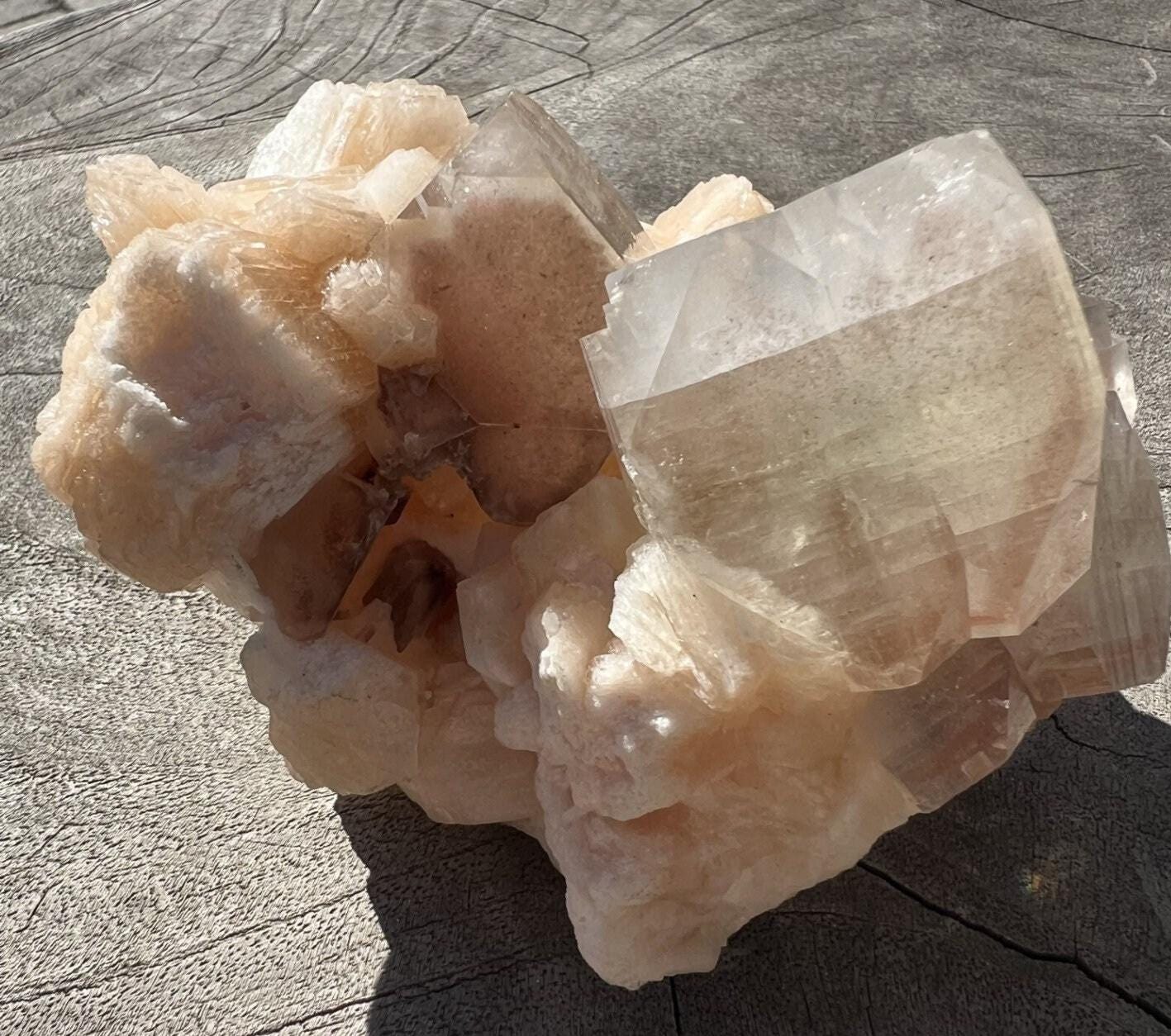 Rare Phantom Apophyllite With Stilbite Cluster: Chocolate, Red, and ...