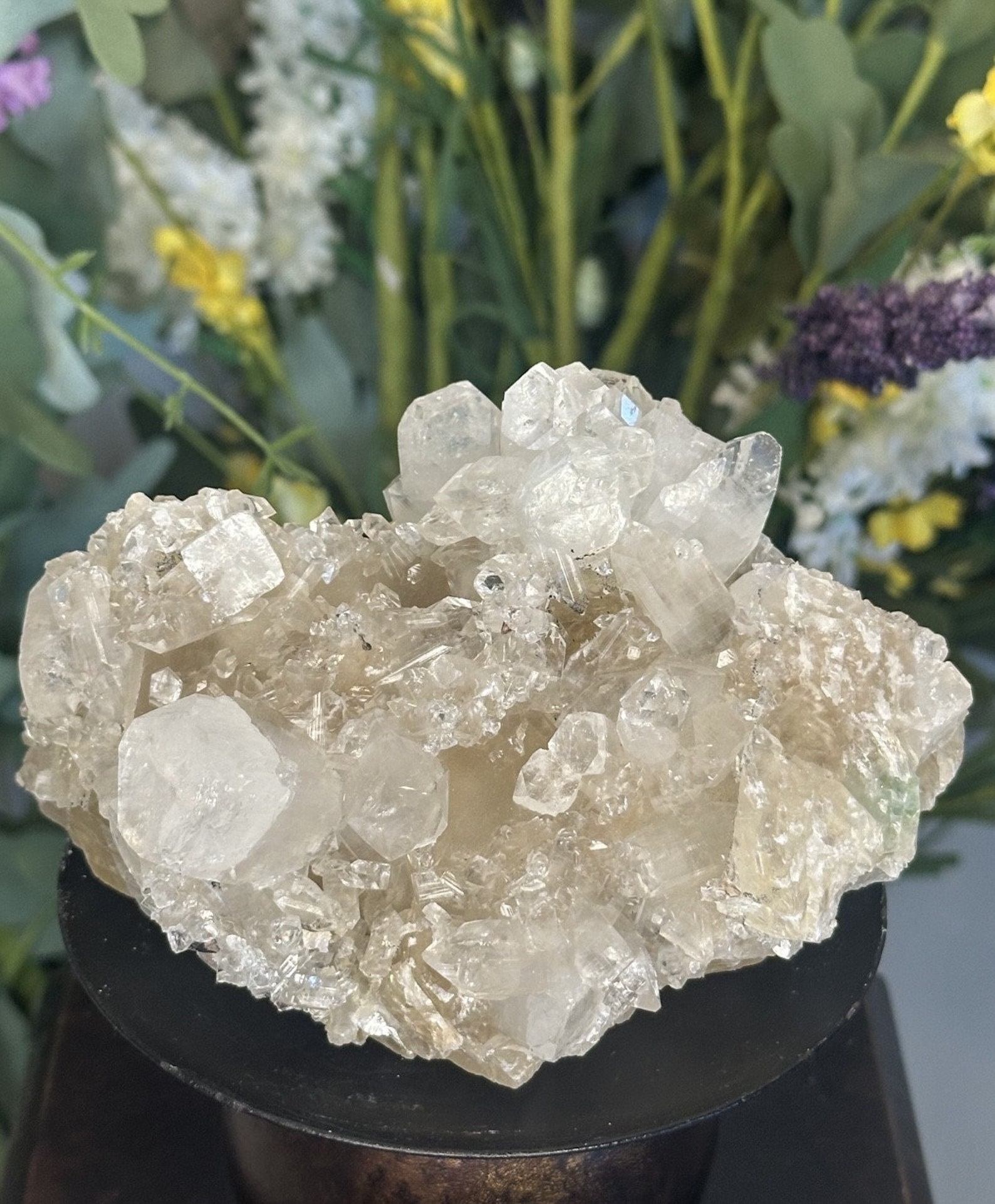 Rare AAA Grade Pointed Diamond Apophyllite on Golden & Optical Calcite ...