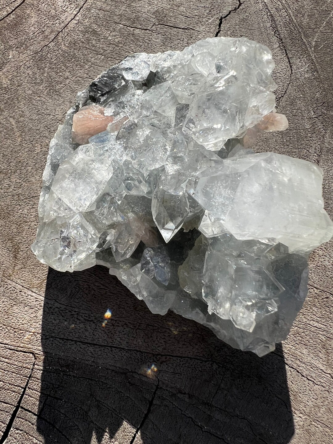 Diamond Apophyllite Cluster With Stilbite and Chalcedony, Self-standing ...