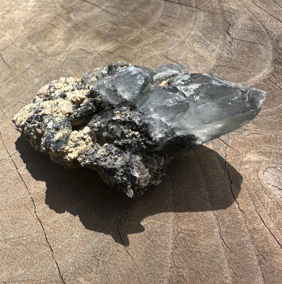 Beautiful RARE Blue Riebeckite Included Phantom Quartz on Matrix ...