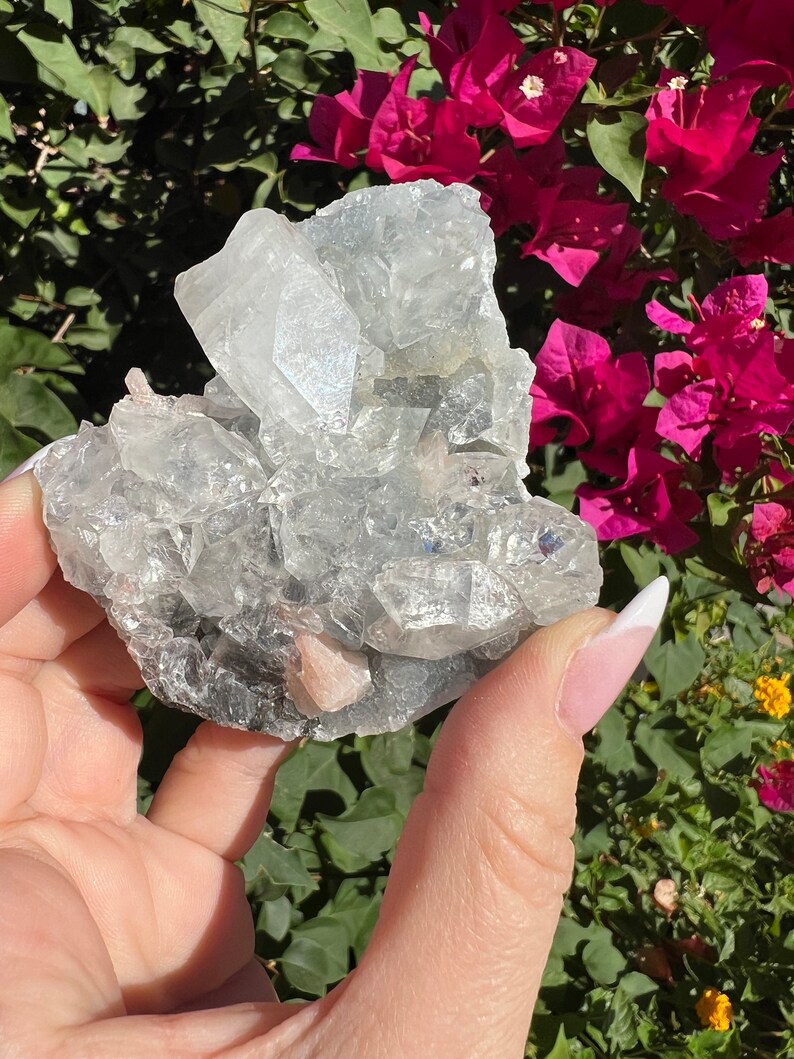 Diamond Apophyllite Cluster With Stilbite and Chalcedony, Self-standing ...