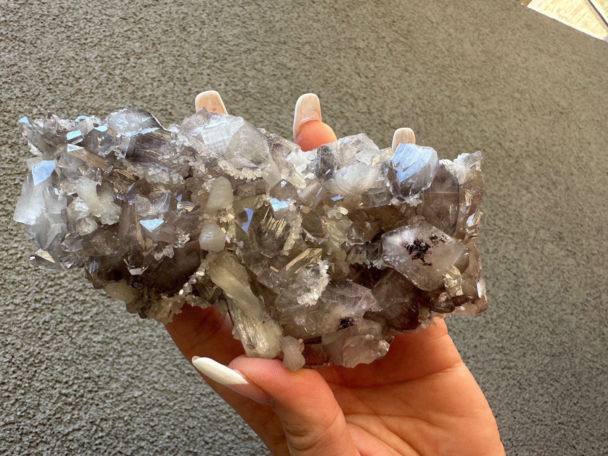 Rare Specimen Double Sided AAA Apophyllite With Purple Phantom Hematite ...