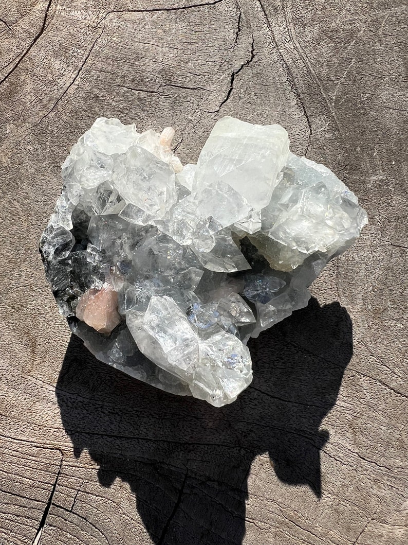 Diamond Apophyllite Cluster With Stilbite and Chalcedony, Self-standing ...