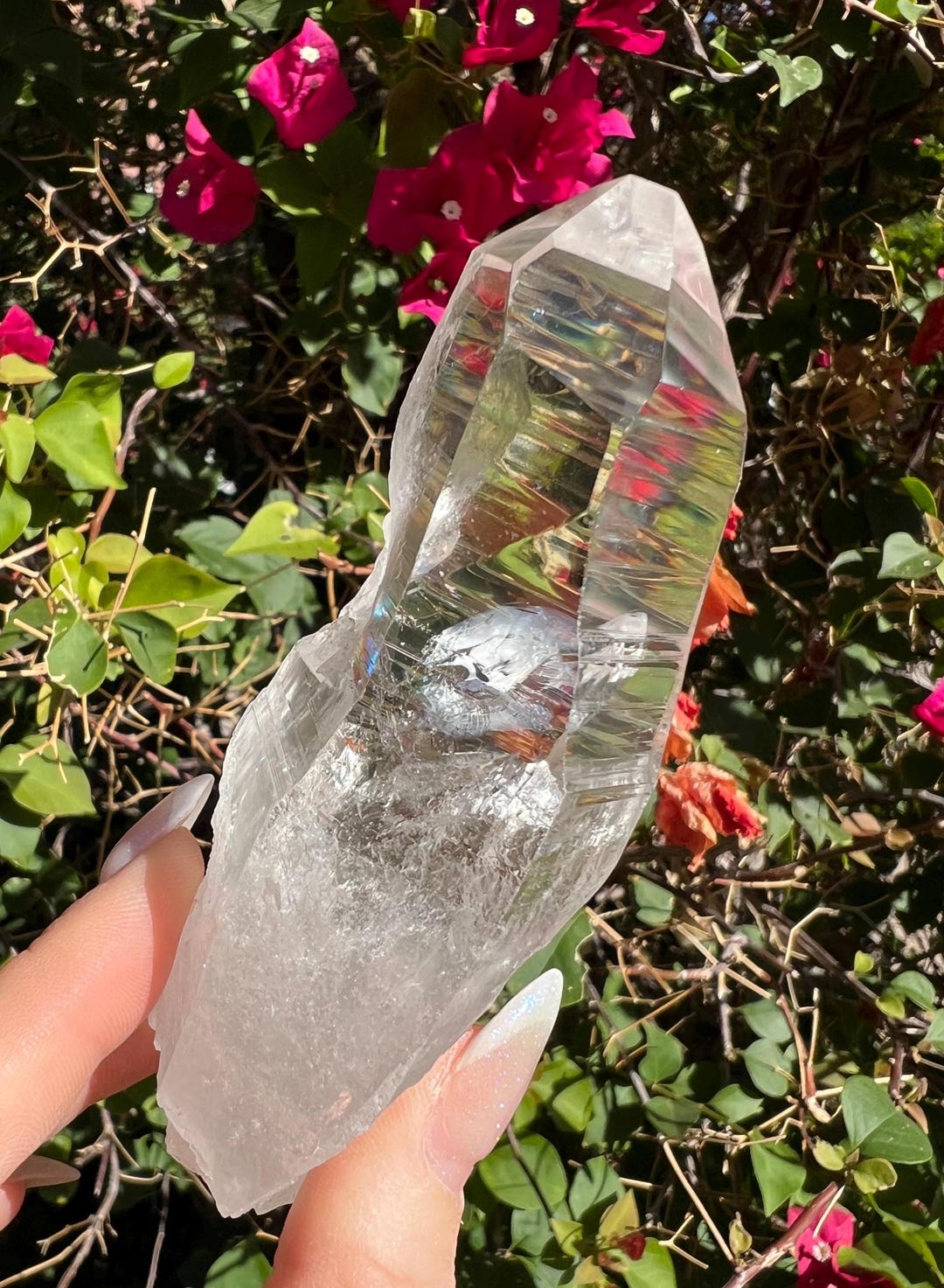 Lemurian Isis Quartz With Future Time Link Window, Curved Key & Rainbow ...
