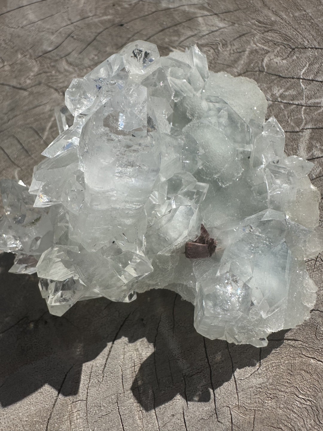 Incredible AAA Quality Diamond Apophyllite With Blue Chalcedony and Red ...