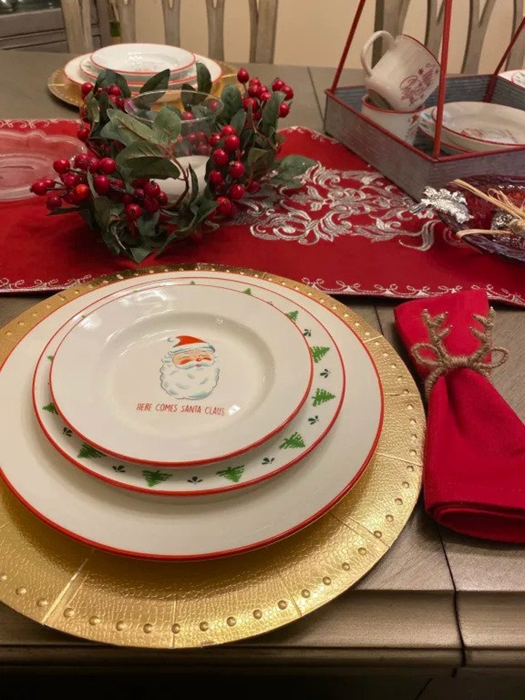 Retro Santa Plates Set of 4 - Etsy