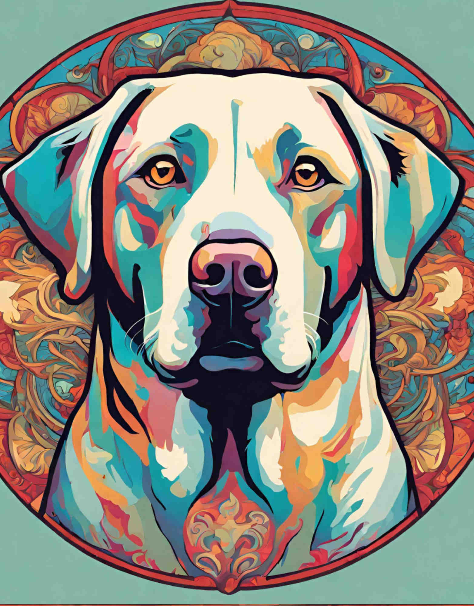 Yellow Labrador Retriever Colorful Dog Portrait Canvas Wall Art ...