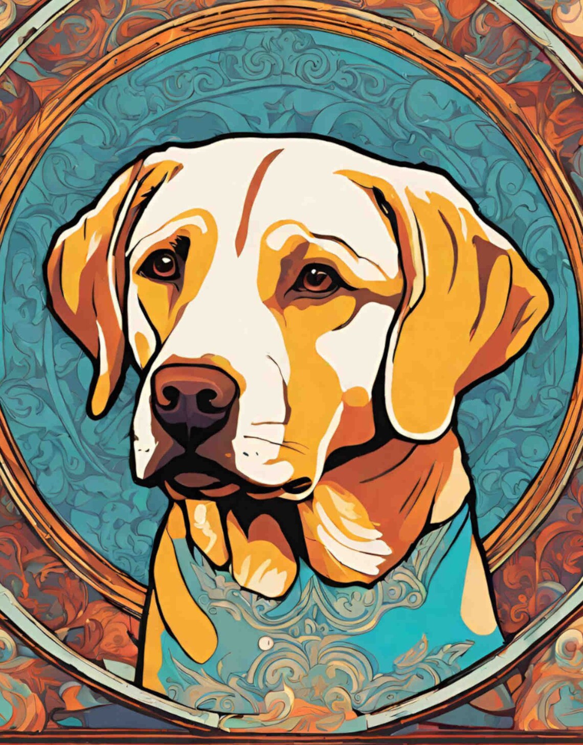Yellow Labrador Retriever Colorful Dog Portrait Canvas Wall Art ...