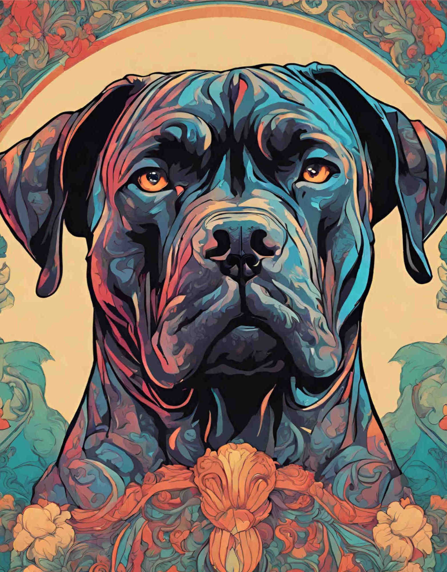 Cane Corso - Colorful Dog Portrait Canvas Wall Art - Unique and ...