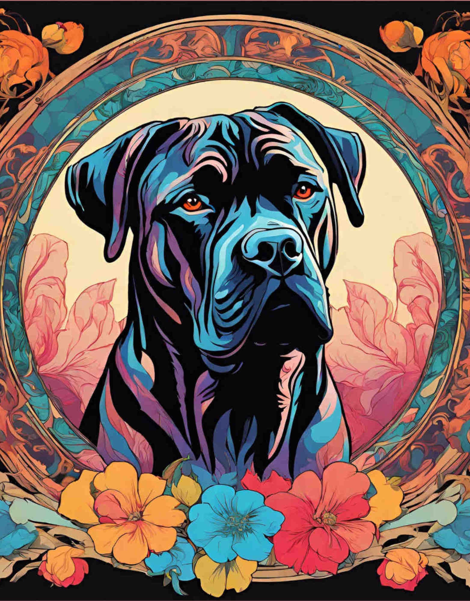 Cane Corso - Colorful Dog Portrait Canvas Wall Art - Unique and ...