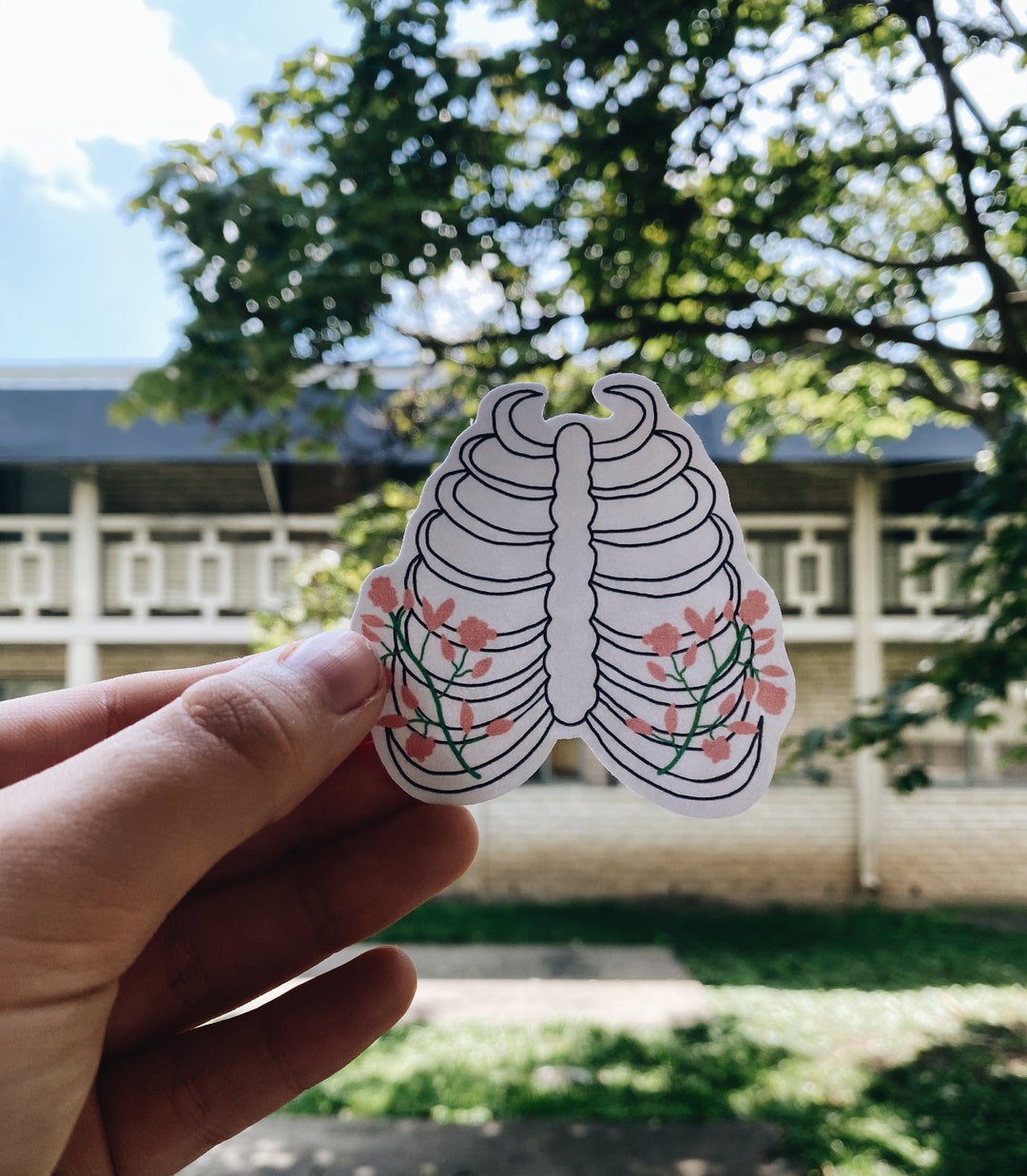 Floral Rib Cage Sticker - Etsy