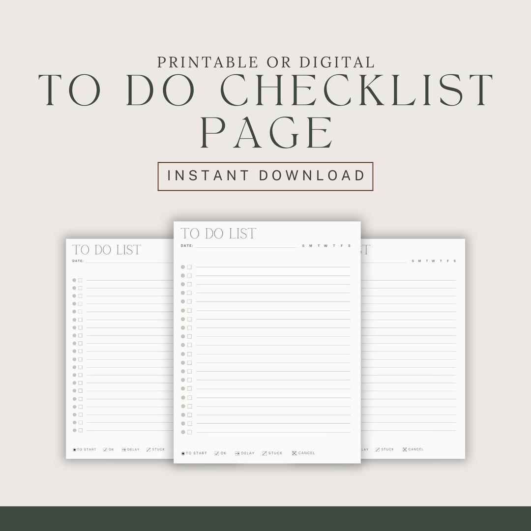 To Do List Checklist Digital Printable Daily Priorities & Notes ...
