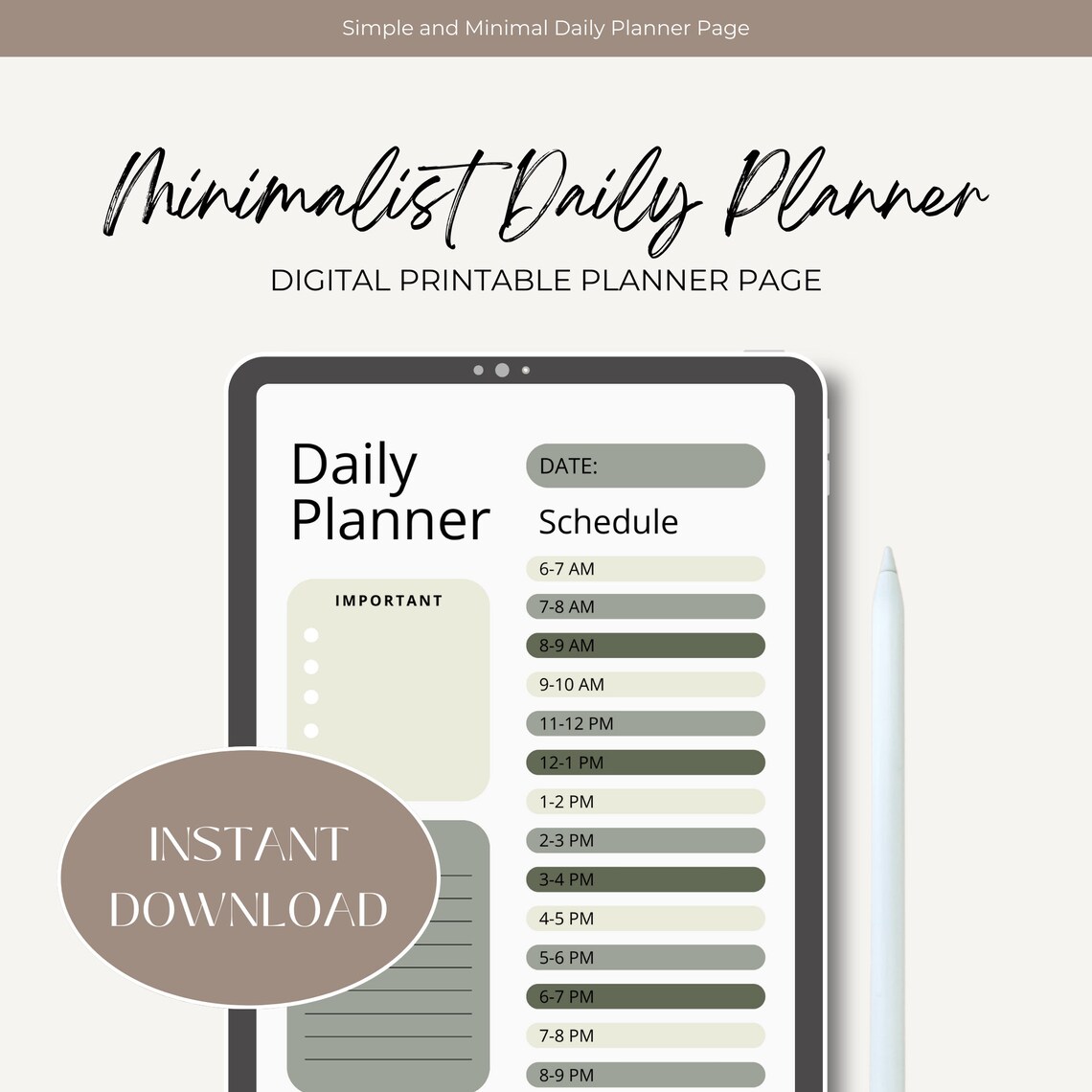 Daily Planner to Do List Work Day Schedule Digital Printable Daily Time ...