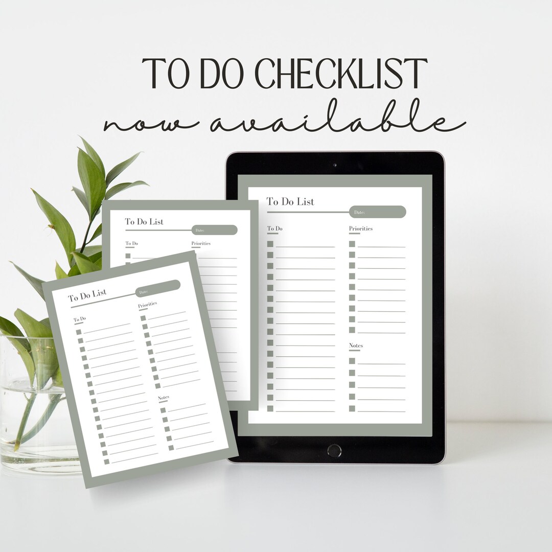 Minimalist to Do List Checklist Digital Printable Daily Priorities ...