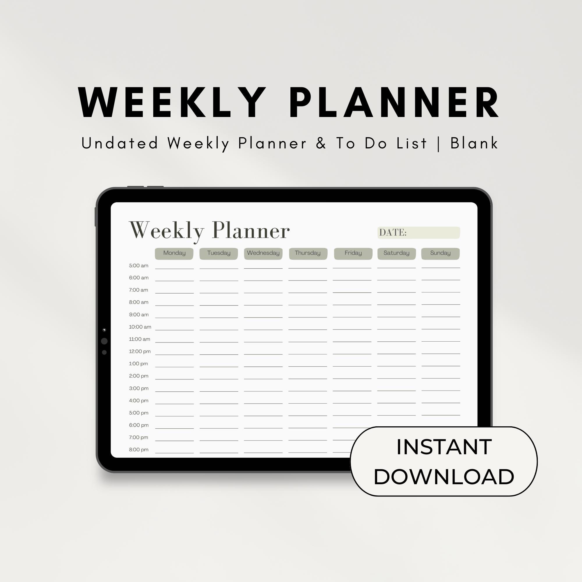 Weekly Planner Time Blocking Digital Printable Weekly to Do List ...