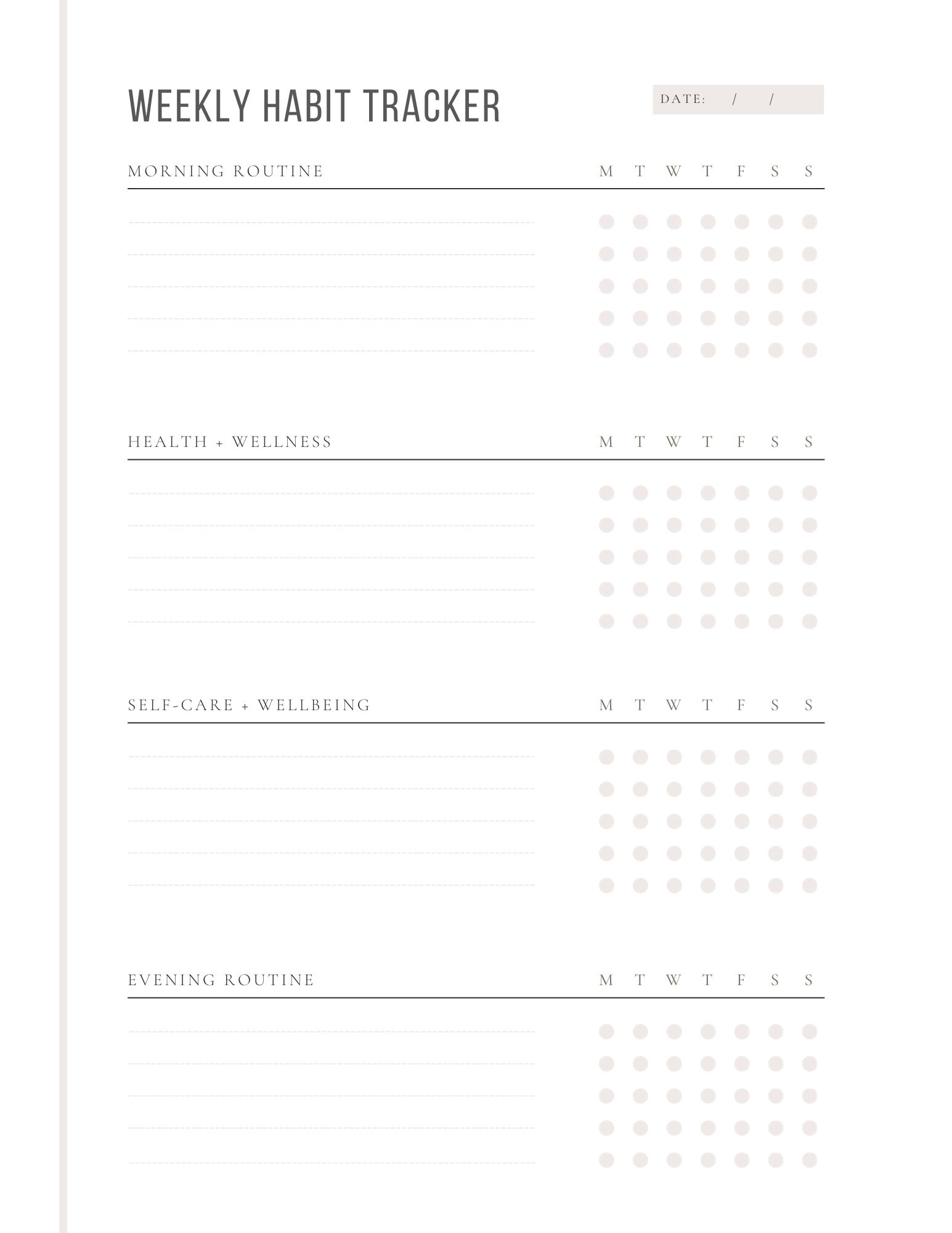 Minimalist Daily Weekly Habit Tracker Digital Printable Habit Tracker ...
