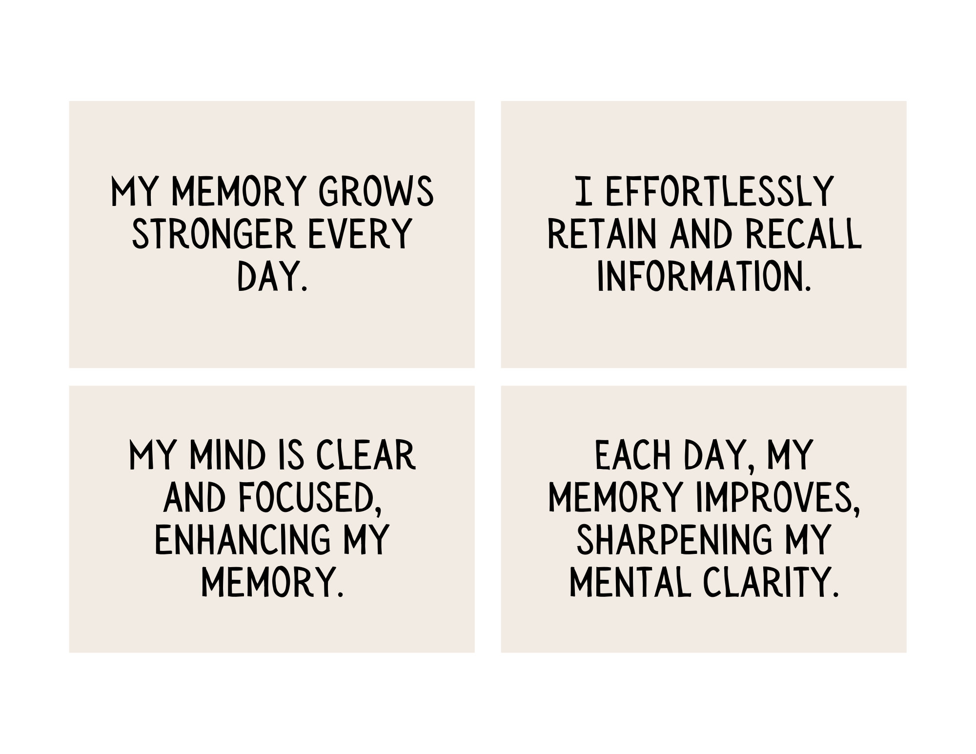 Memory Affirmation Cards Bundle Printable 16 Digital Positive Quote ...