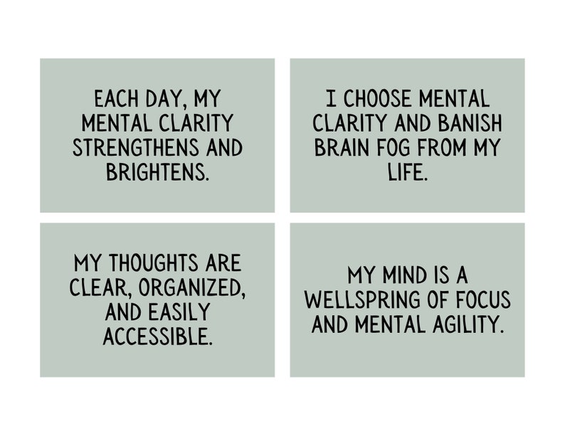 Brain Fog Affirmation Cards Bundle Printable 16 Digital Positive Quote ...