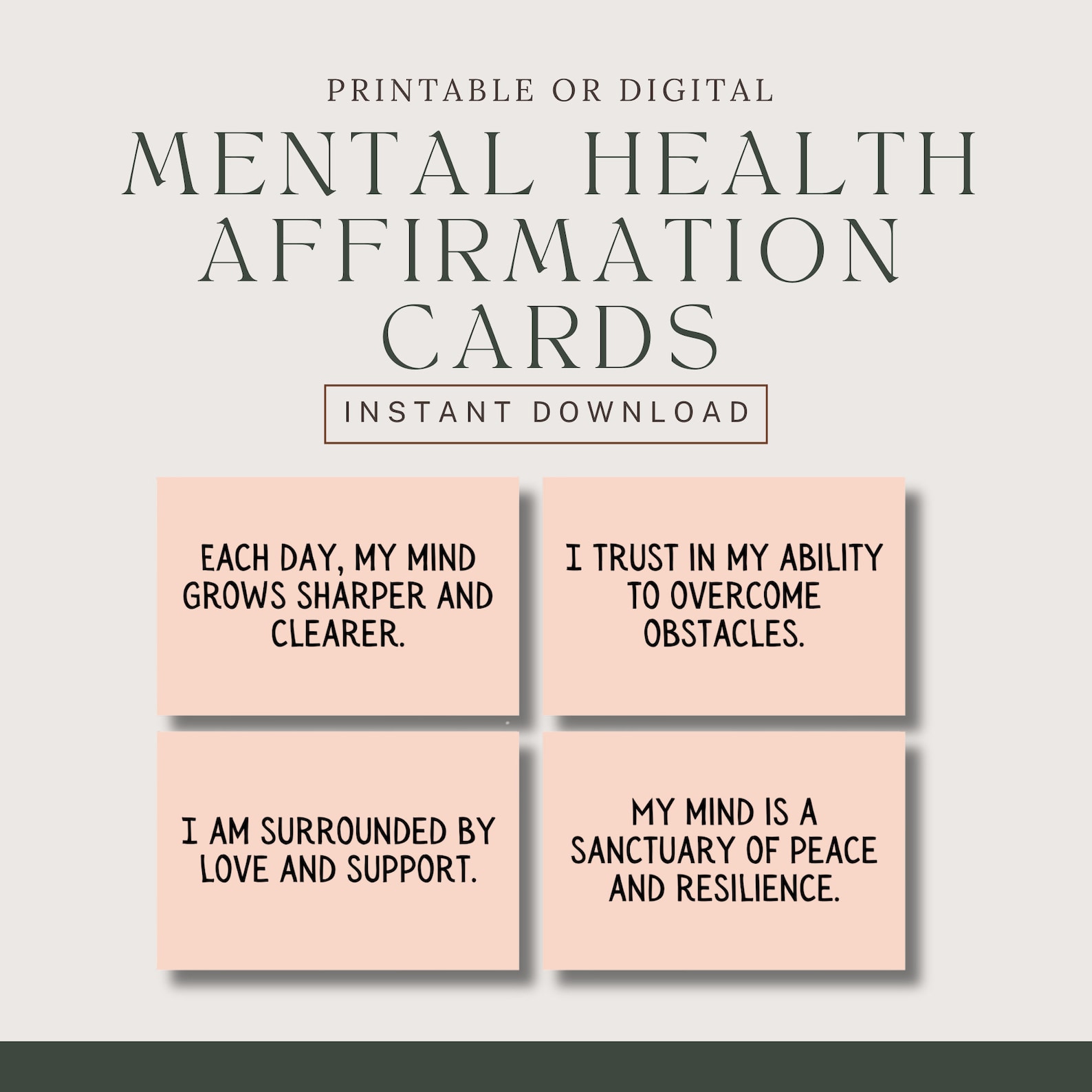 Mental Health Affirmation Cards Bundle Printable 16 Digital Positive ...