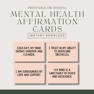 Mental Health Affirmation Cards Bundle Printable 16 Digital Positive ...