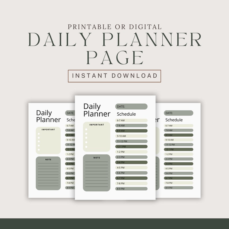 Daily Planner to Do List Work Day Schedule Digital Printable Daily Time ...