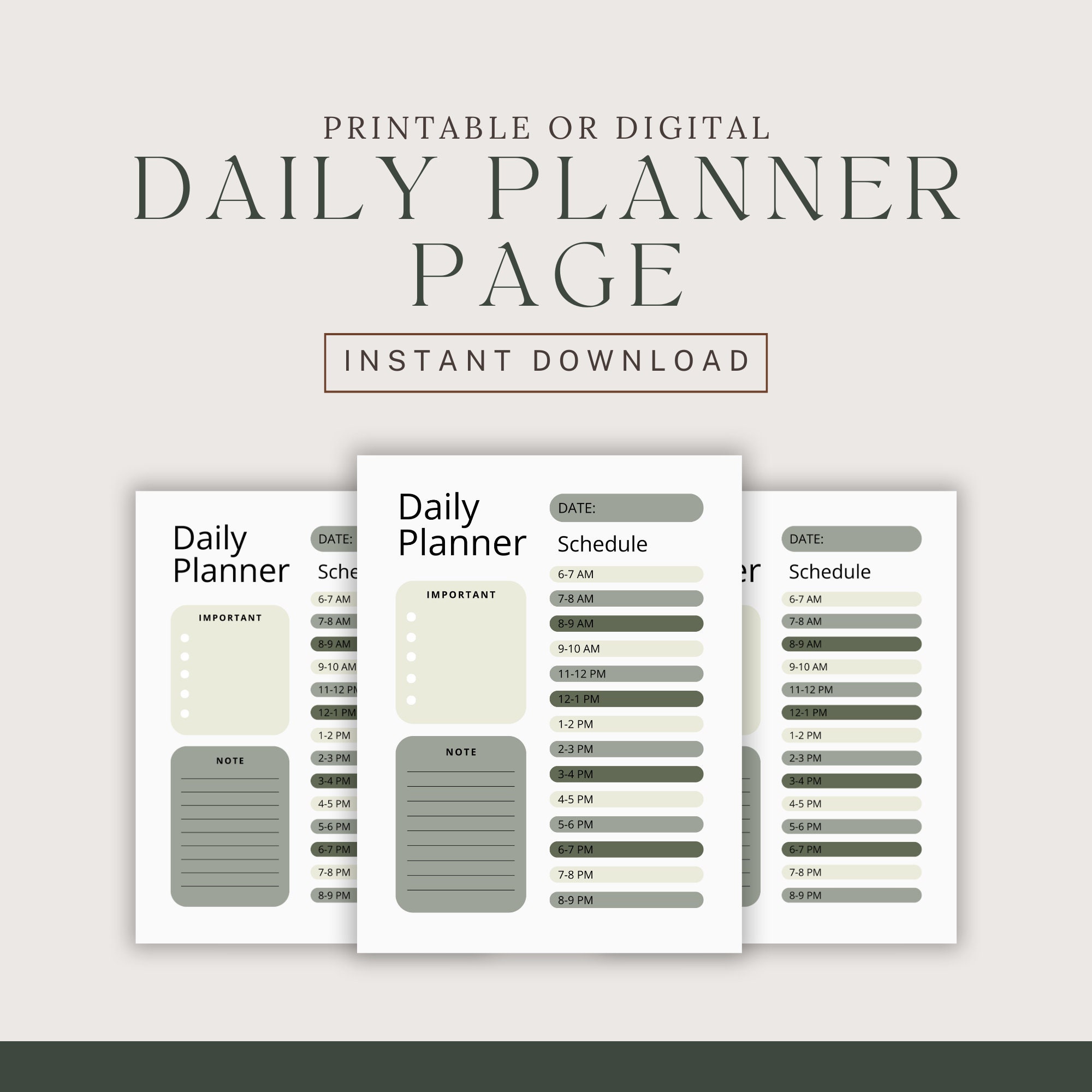 Daily Planner to Do List Work Day Schedule Digital Printable Daily Time ...
