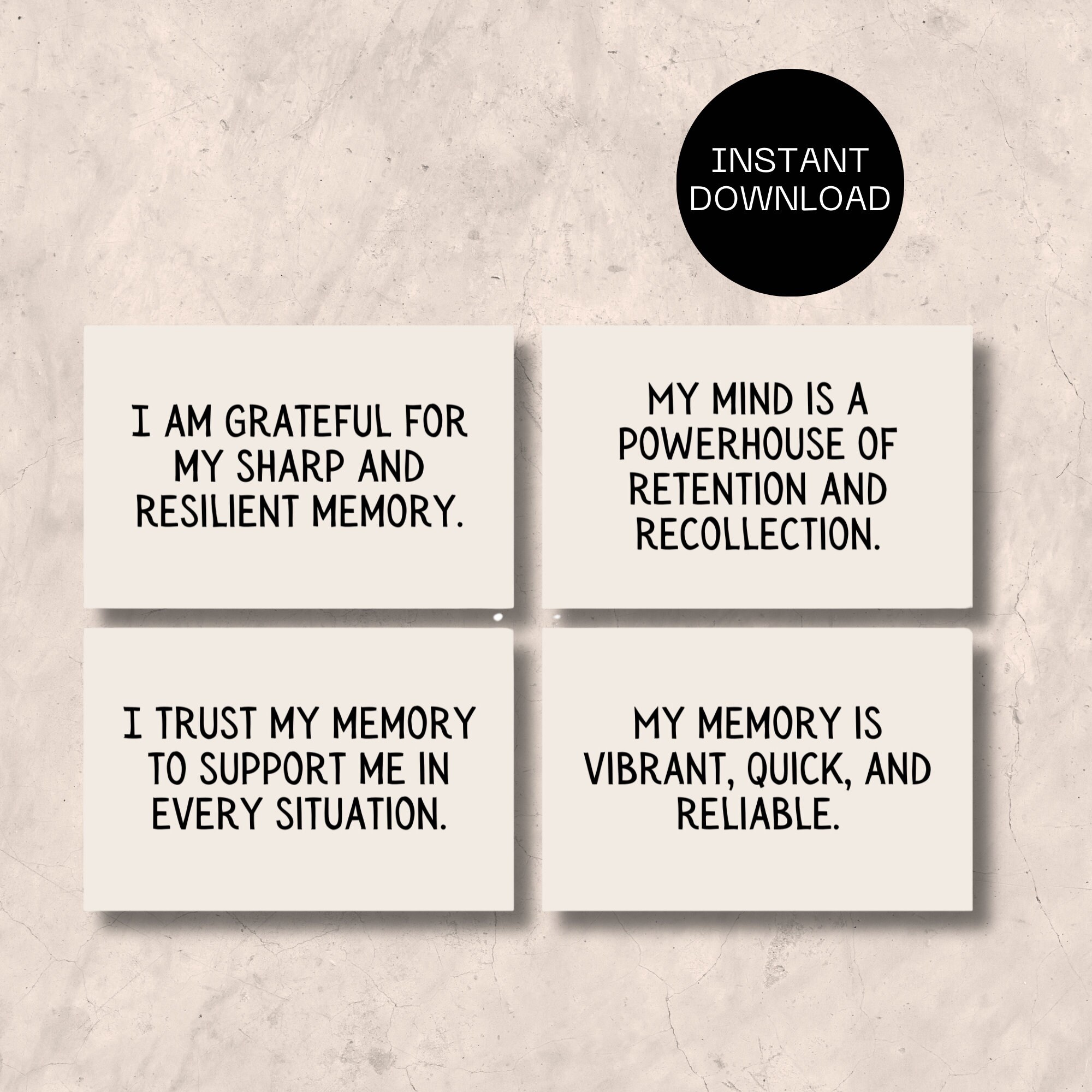 Memory Affirmation Cards Bundle Printable 16 Digital Positive Quote ...