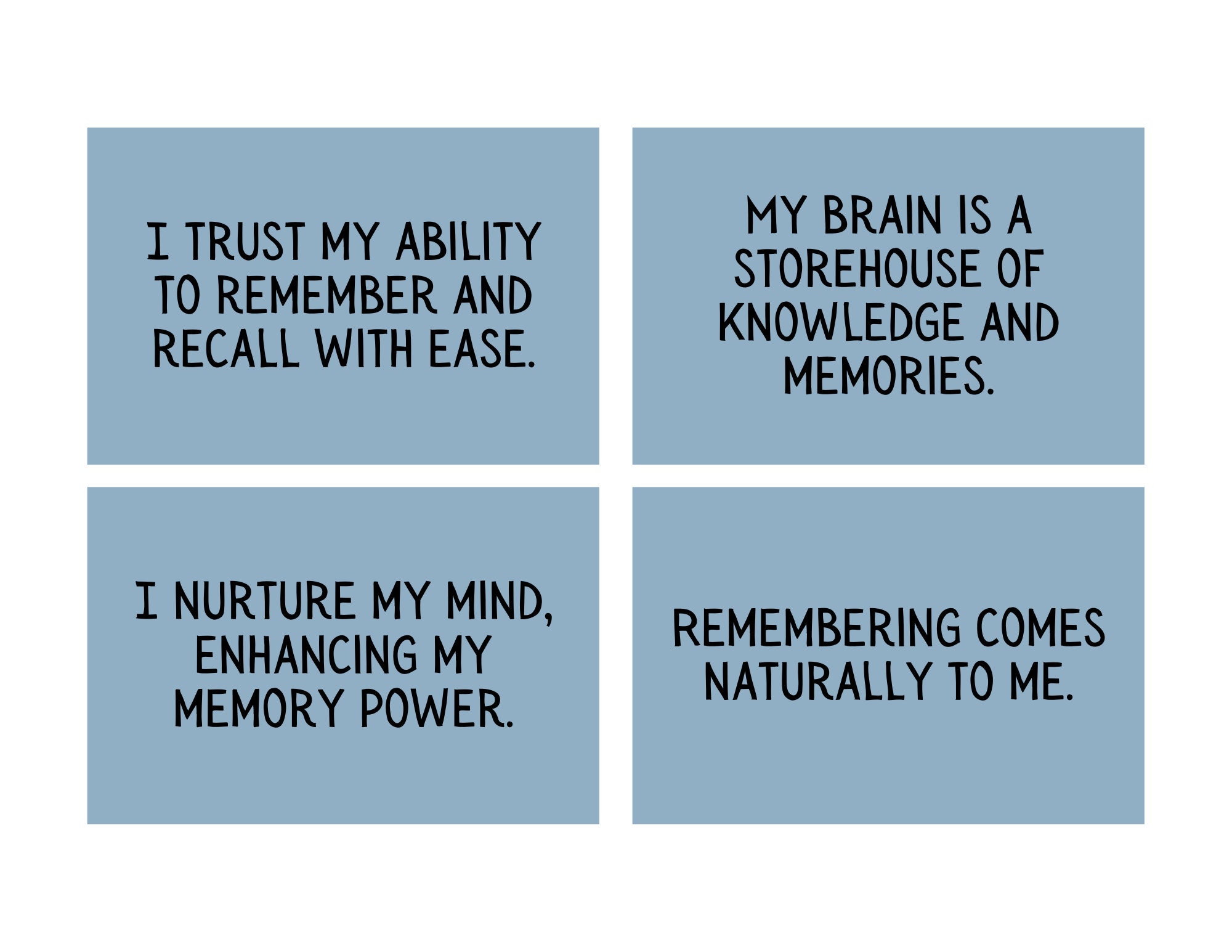 Memory Affirmation Cards Bundle Printable 16 Digital Positive Quote ...