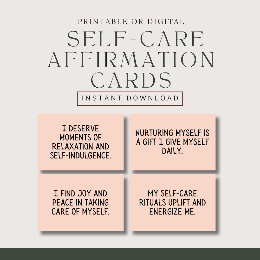 Self-care Affirmation Cards Bundle Printable 16 Digital Positive Quote ...