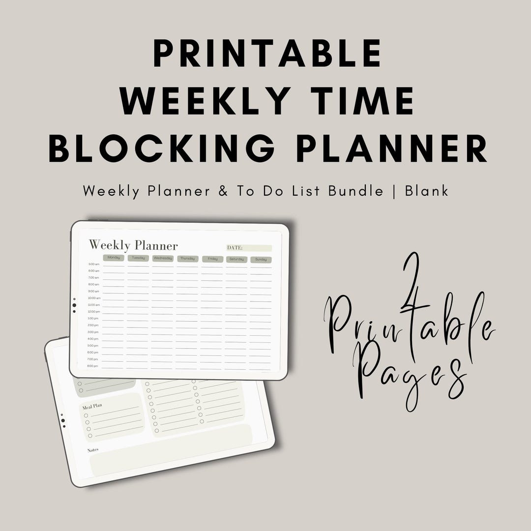 Weekly Planner Time Blocking Digital Printable Weekly to Do List ...