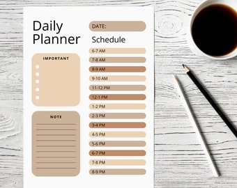 Daily Planner to Do List Work Day Schedule Digital Printable Daily Time ...