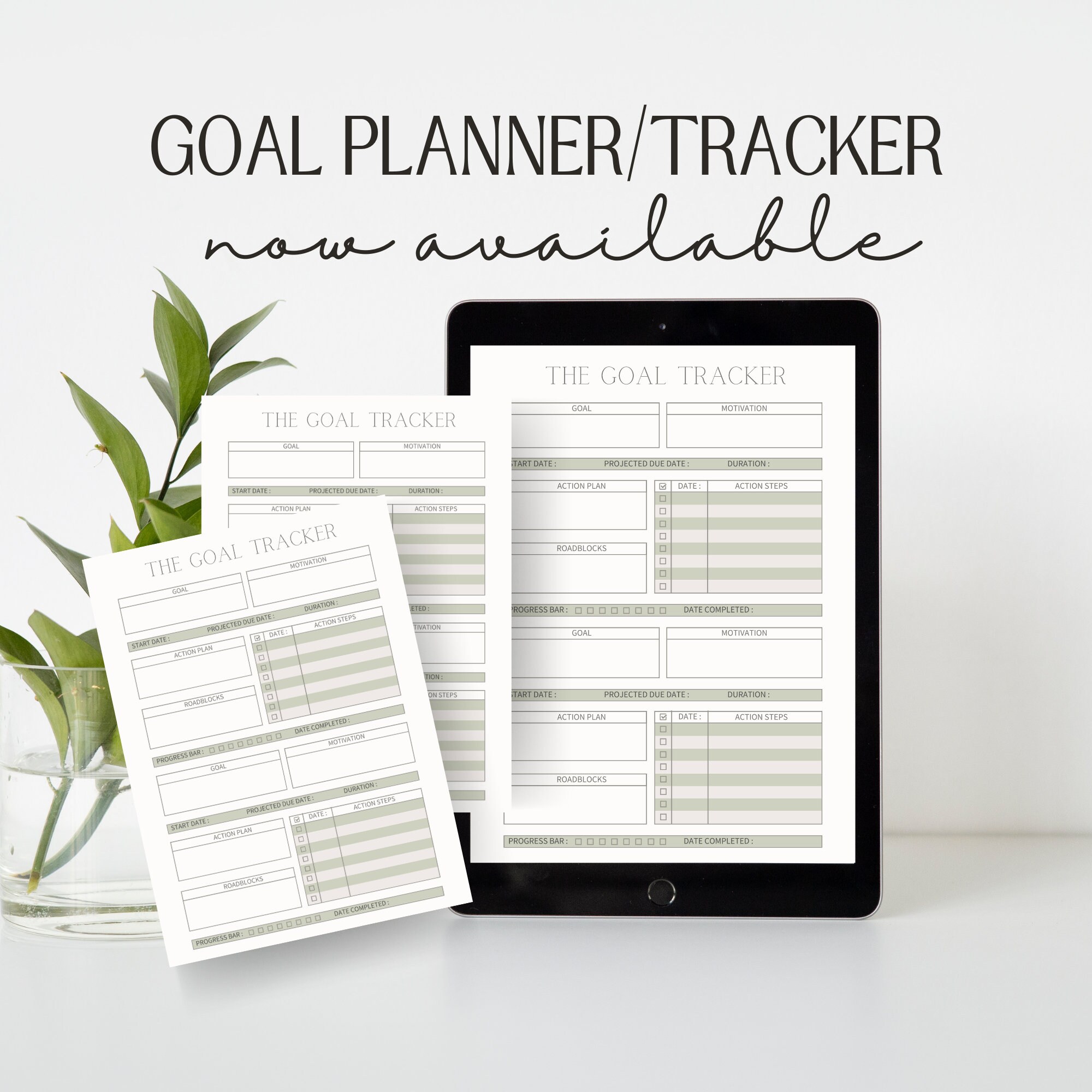 Goal Tracker Goal Planner Action Steps Digital Printable Instant ...