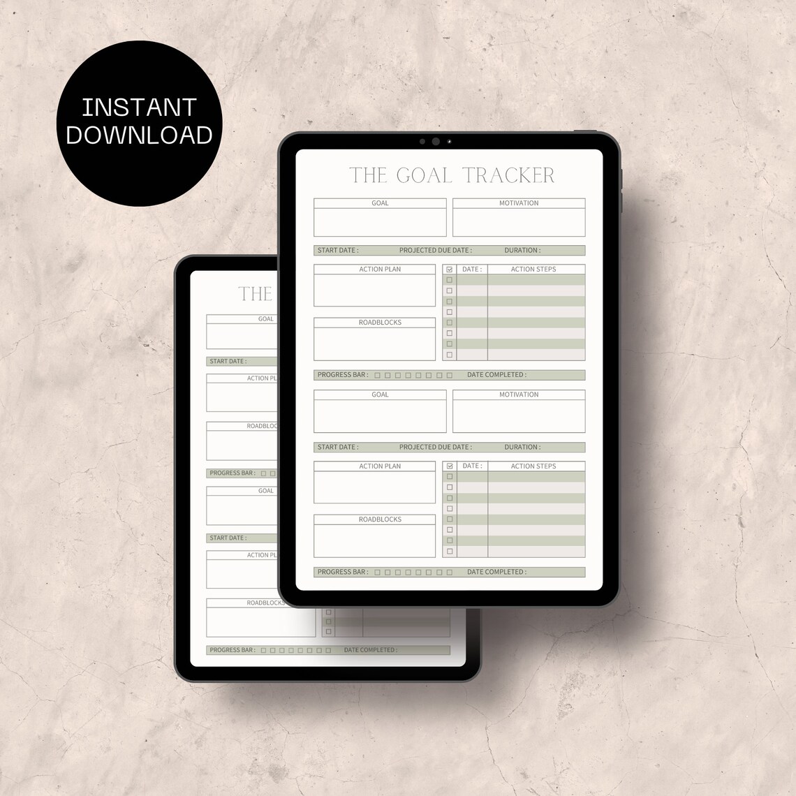 Goal Tracker Goal Planner Action Steps Digital Printable Instant ...