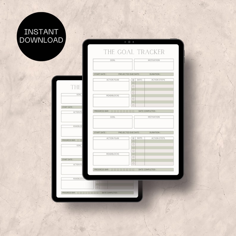 Goal Tracker Goal Planner Action Steps Digital Printable Instant ...