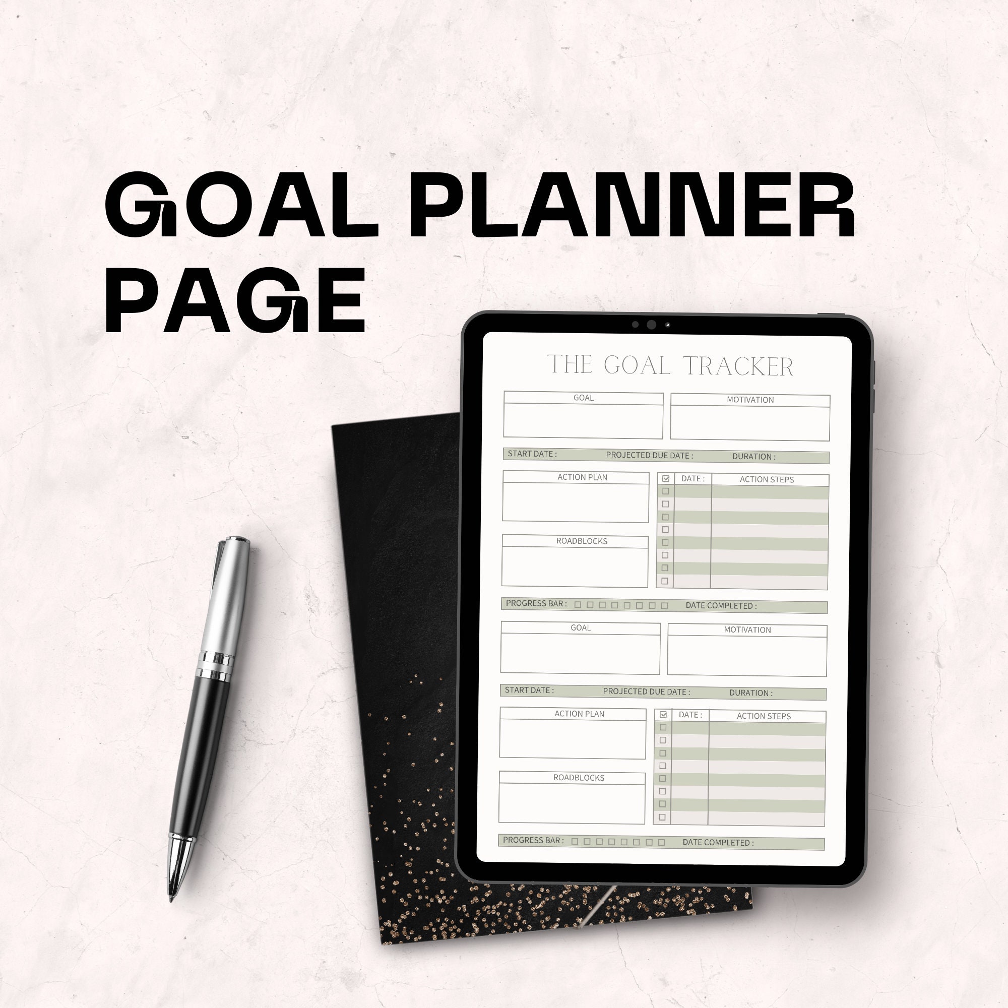 Goal Tracker Goal Planner Action Steps Digital Printable Instant ...