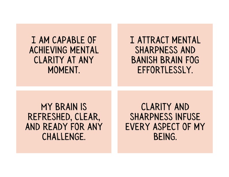 Brain Fog Affirmation Cards Bundle Printable 16 Digital Positive Quote ...