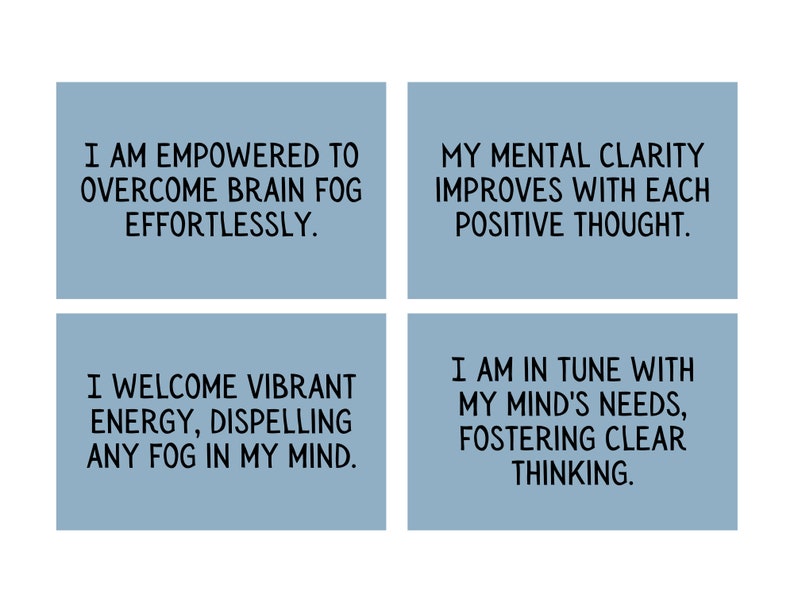 Brain Fog Affirmation Cards Bundle Printable 16 Digital Positive Quote ...