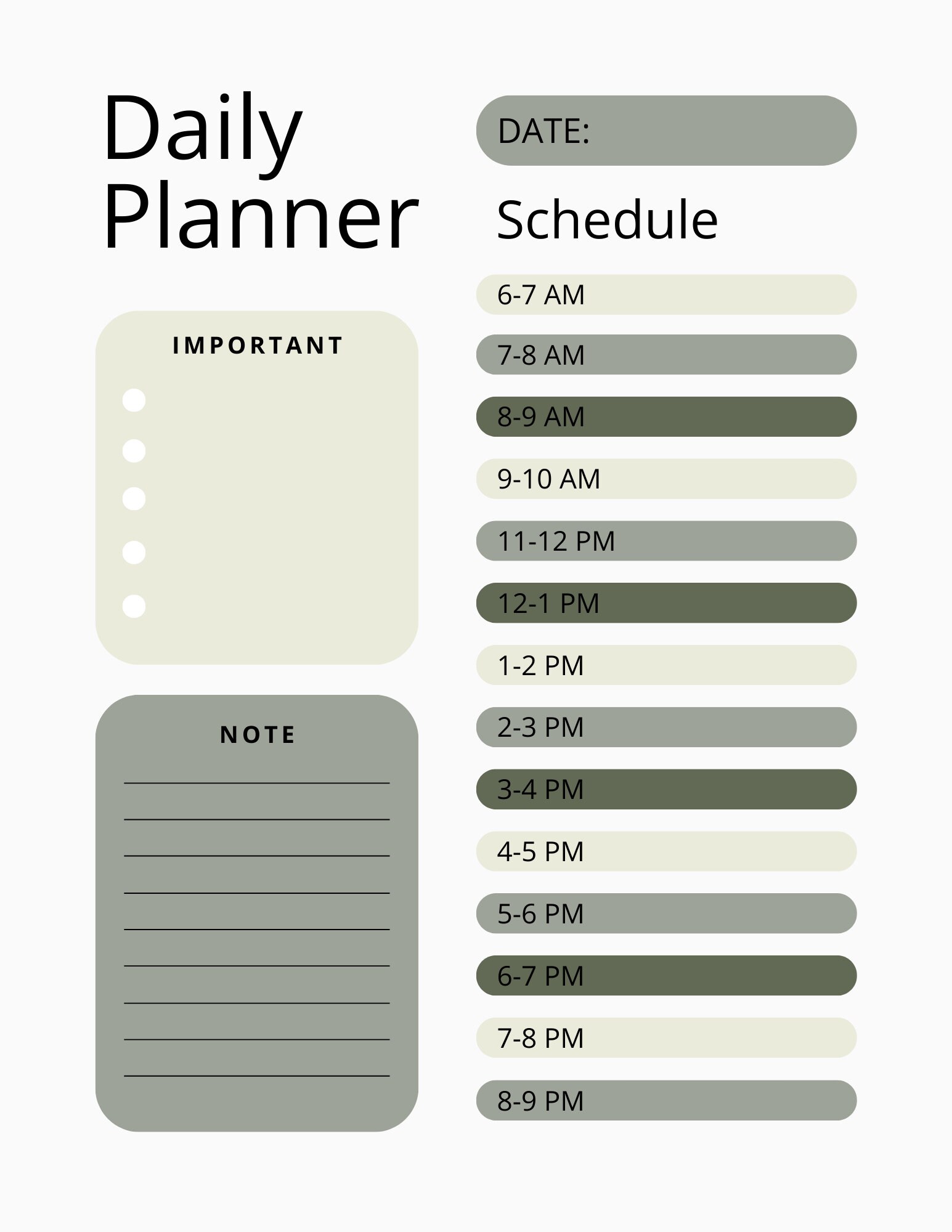 Daily Planner to Do List Work Day Schedule Digital Printable Daily Time ...