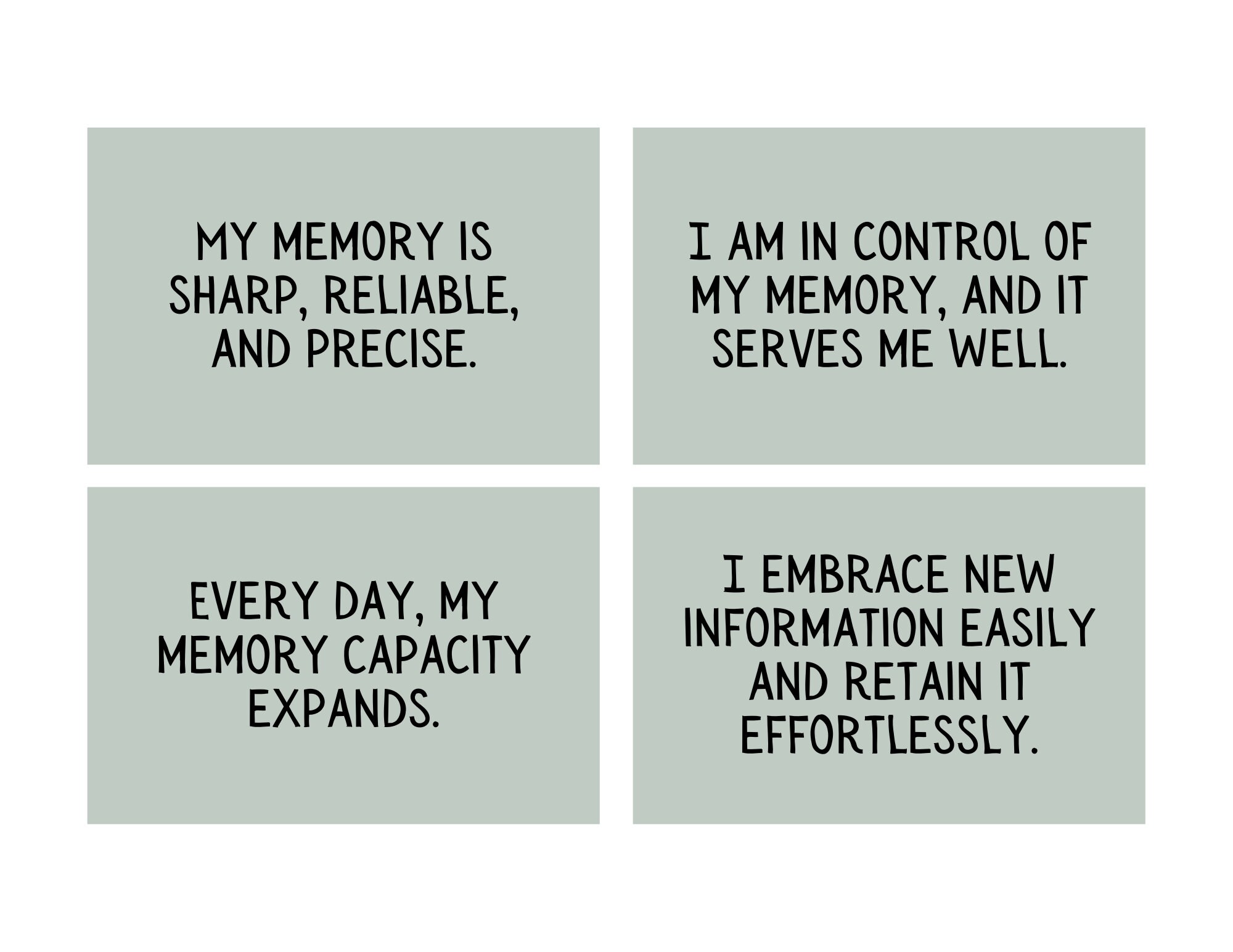 Memory Affirmation Cards Bundle Printable 16 Digital Positive Quote ...