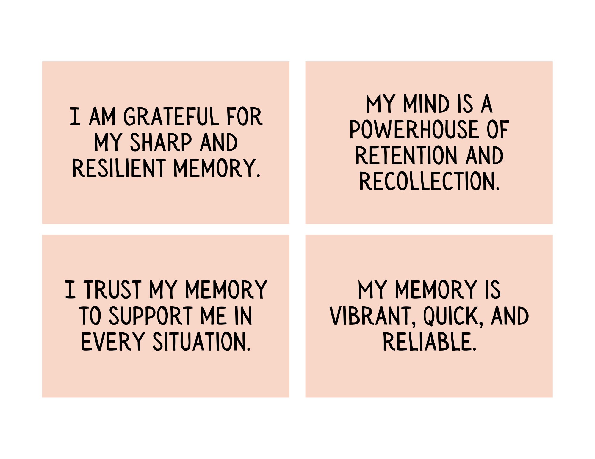 Memory Affirmation Cards Bundle Printable 16 Digital Positive Quote ...