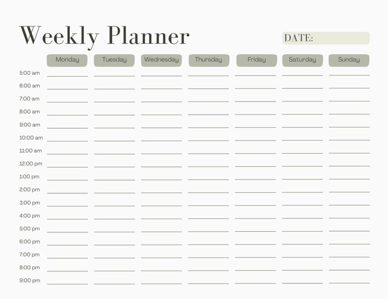 Weekly Planner Time Blocking Digital Printable Weekly to Do List ...